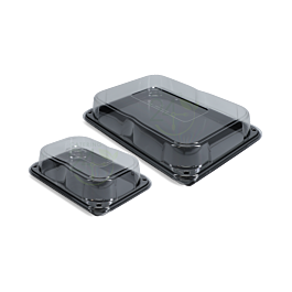 46x30cm - Large Black Serving Platters With Lids